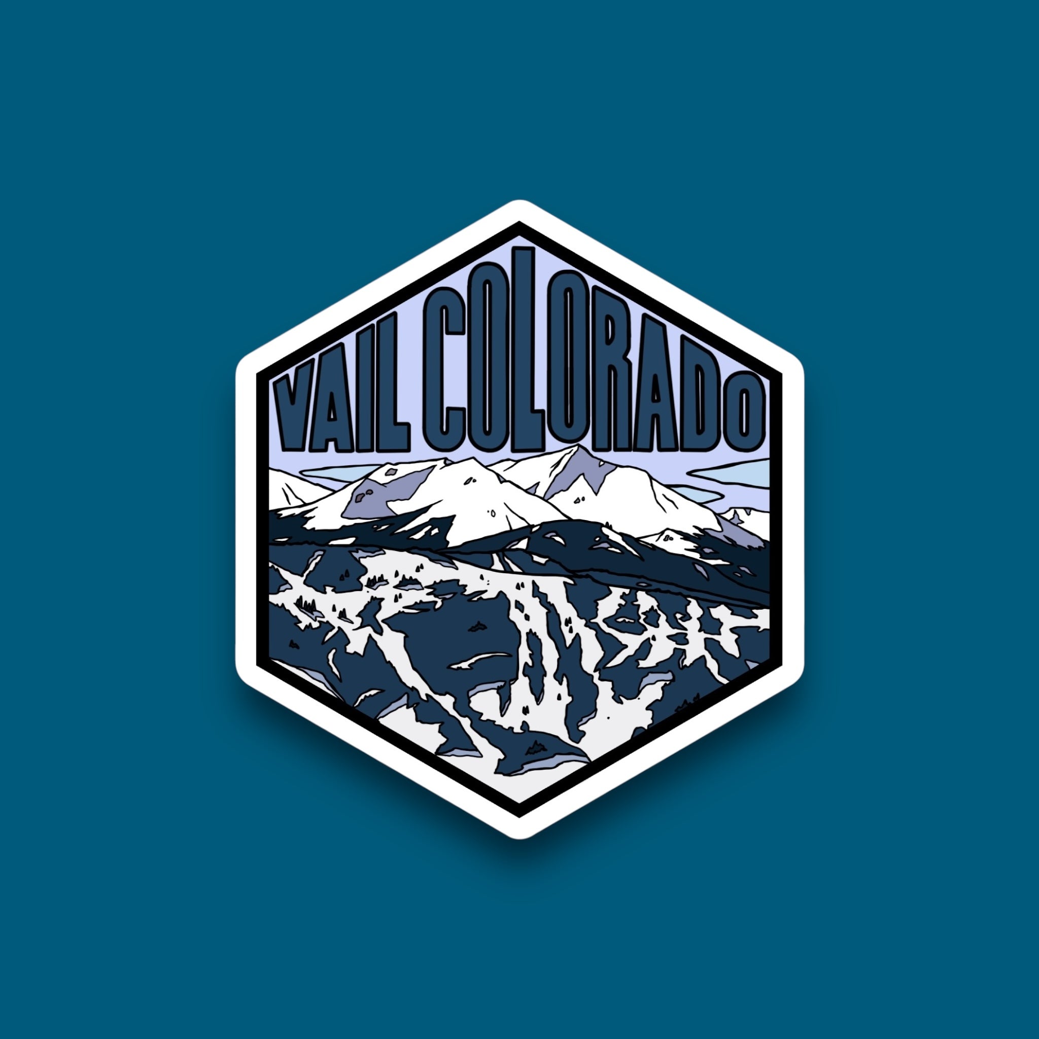 Vail Colorado- Hexagon Sticker – Blue Bison Apparel