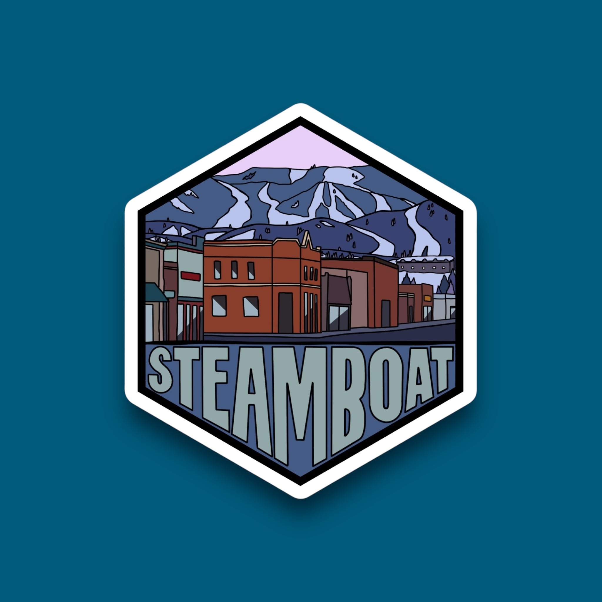 Steamboat Colorado- Hexagon Sticker – Blue Bison Apparel