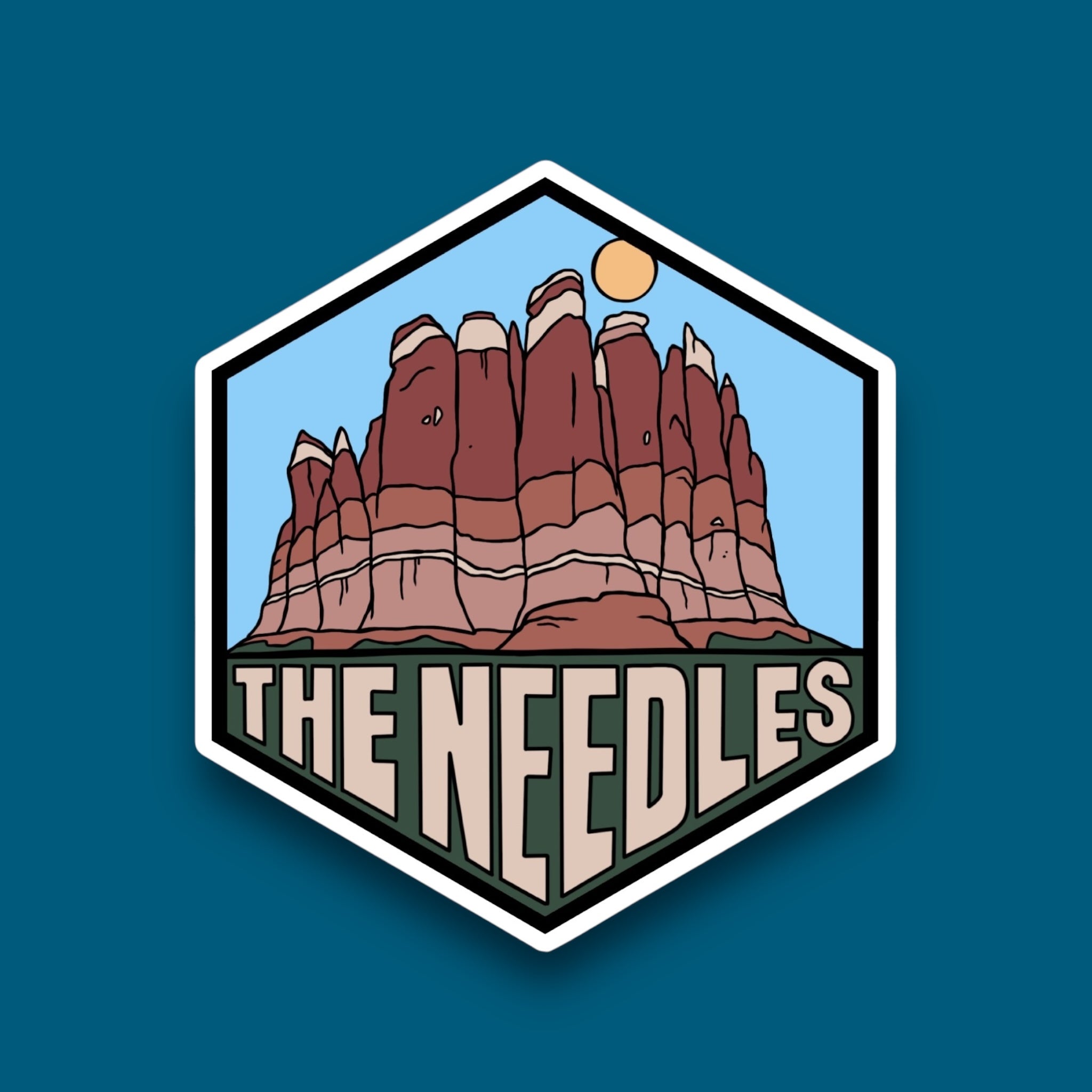 The Needles Utah- Hexagon Sticker – Blue Bison Apparel