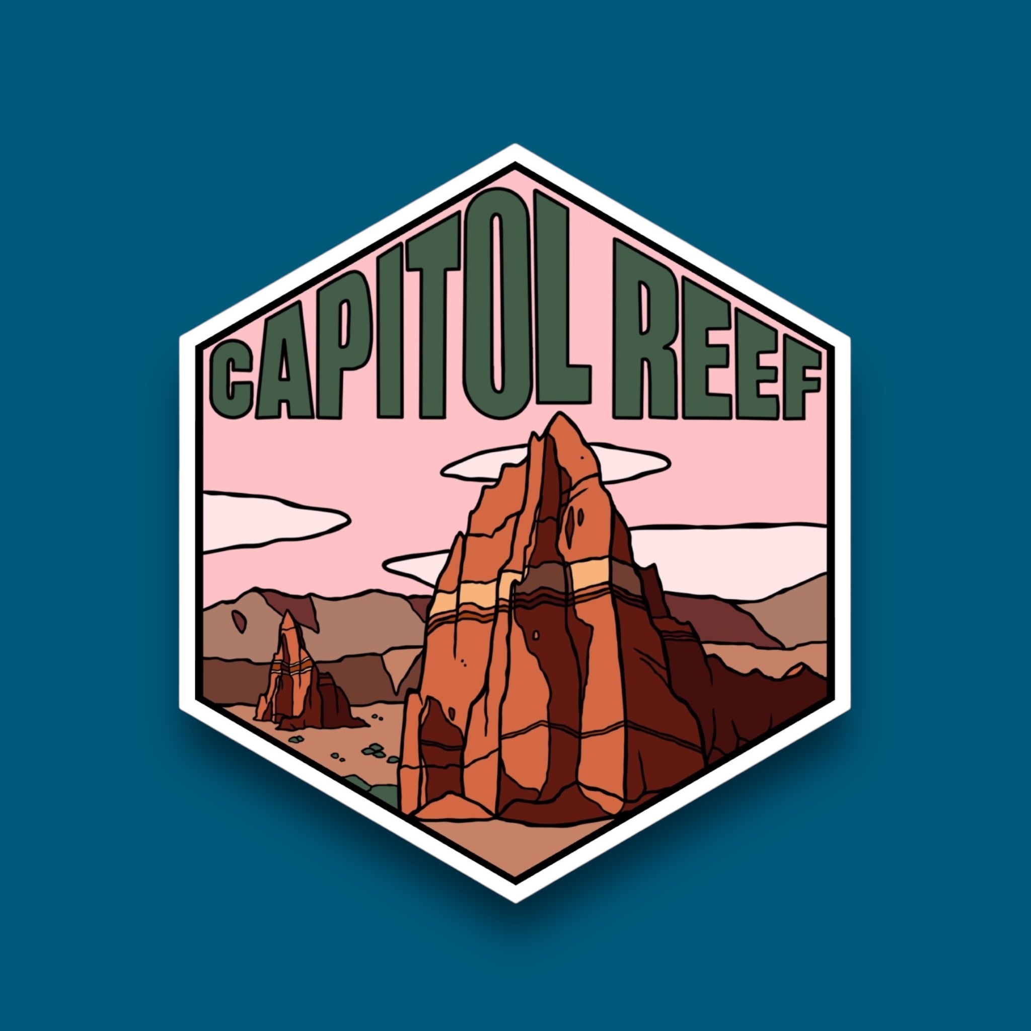 Capitol Reef Utah - Hexagon Sticker – Blue Bison Apparel