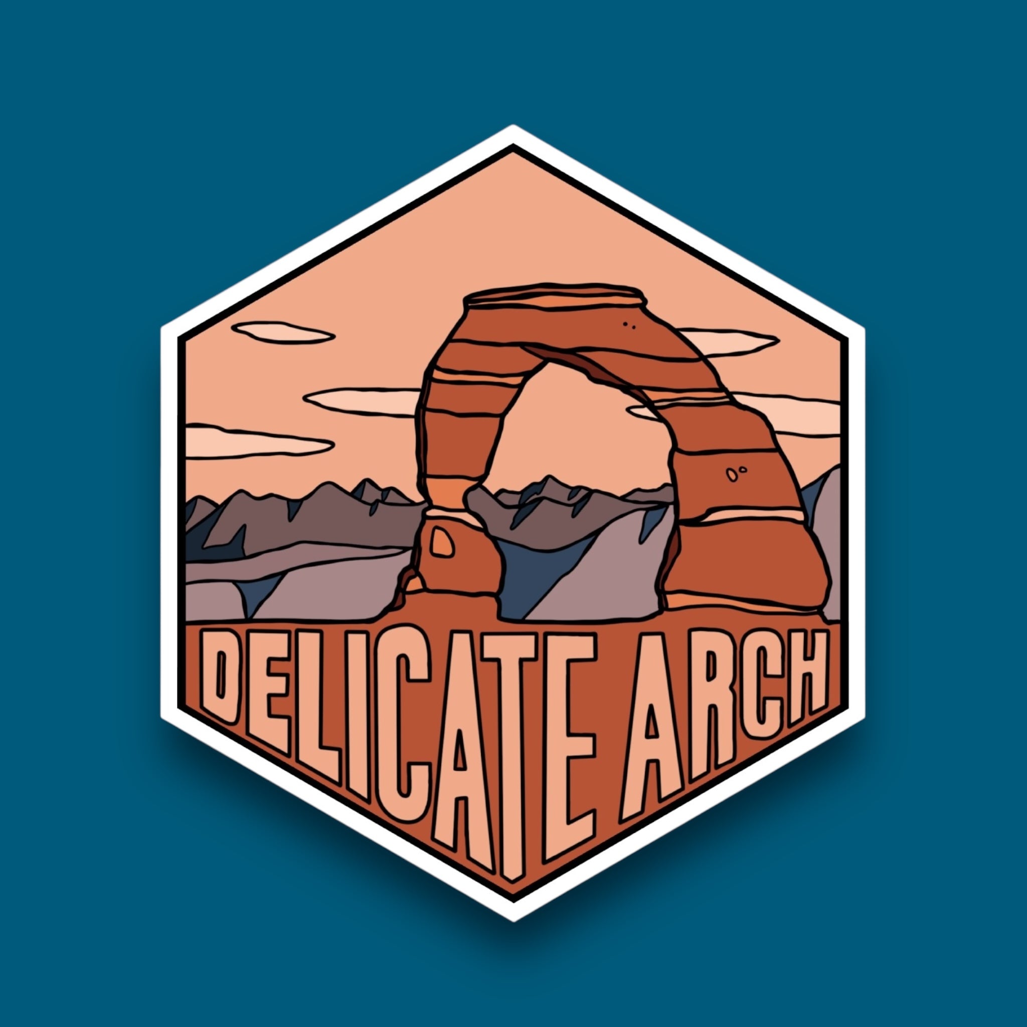 Delicate Arch Utah- Hexagon Sticker – Blue Bison Apparel