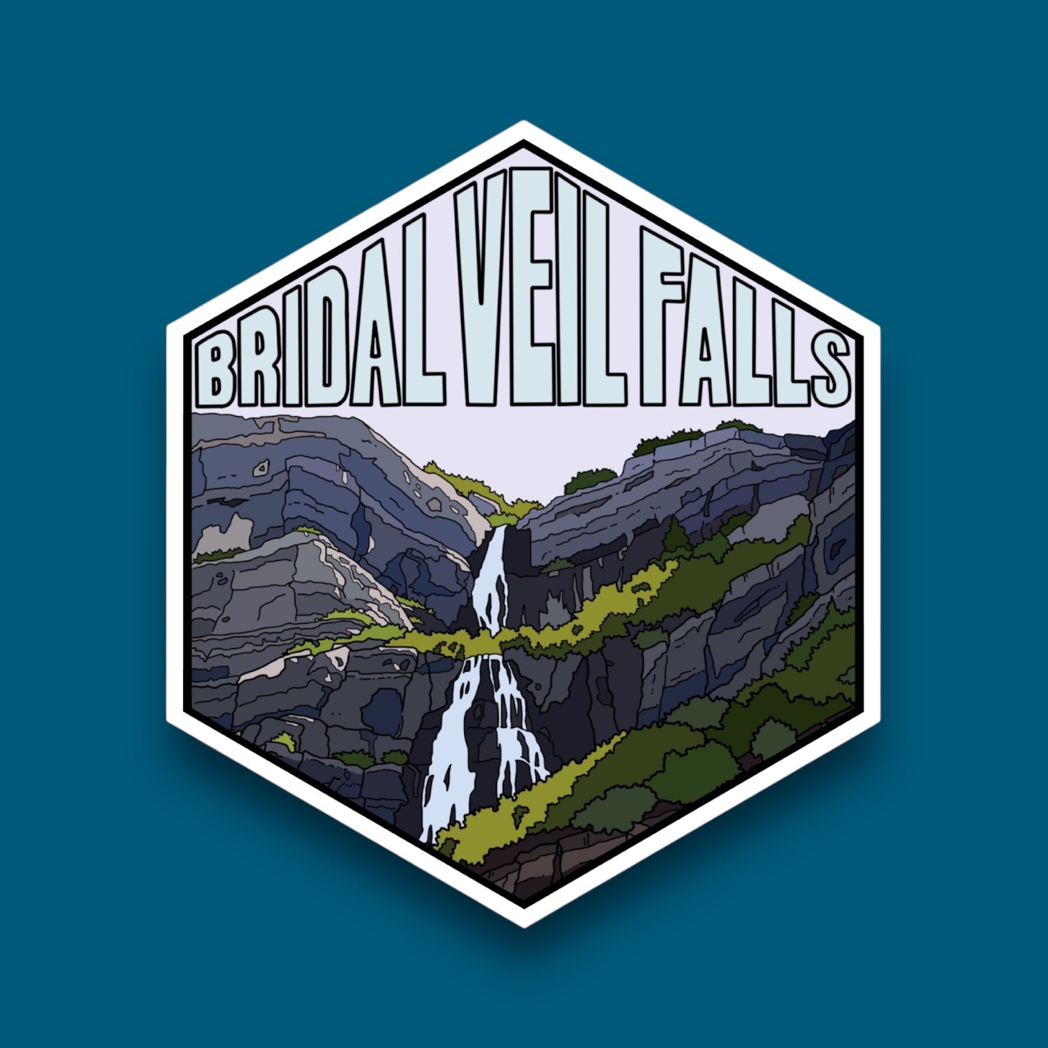 Bridal Veil Falls Utah- Hexagon Sticker – Blue Bison Apparel