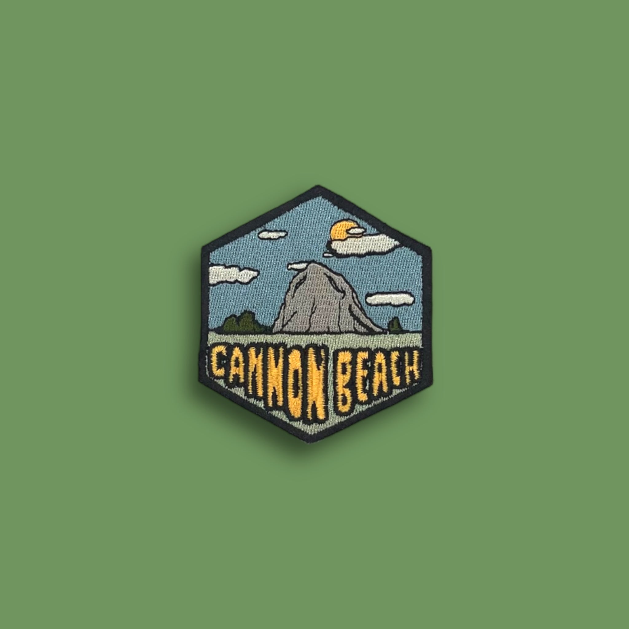 Cannon Beach, Oregon- Embroidered Hexagon Patch – Blue Bison Apparel
