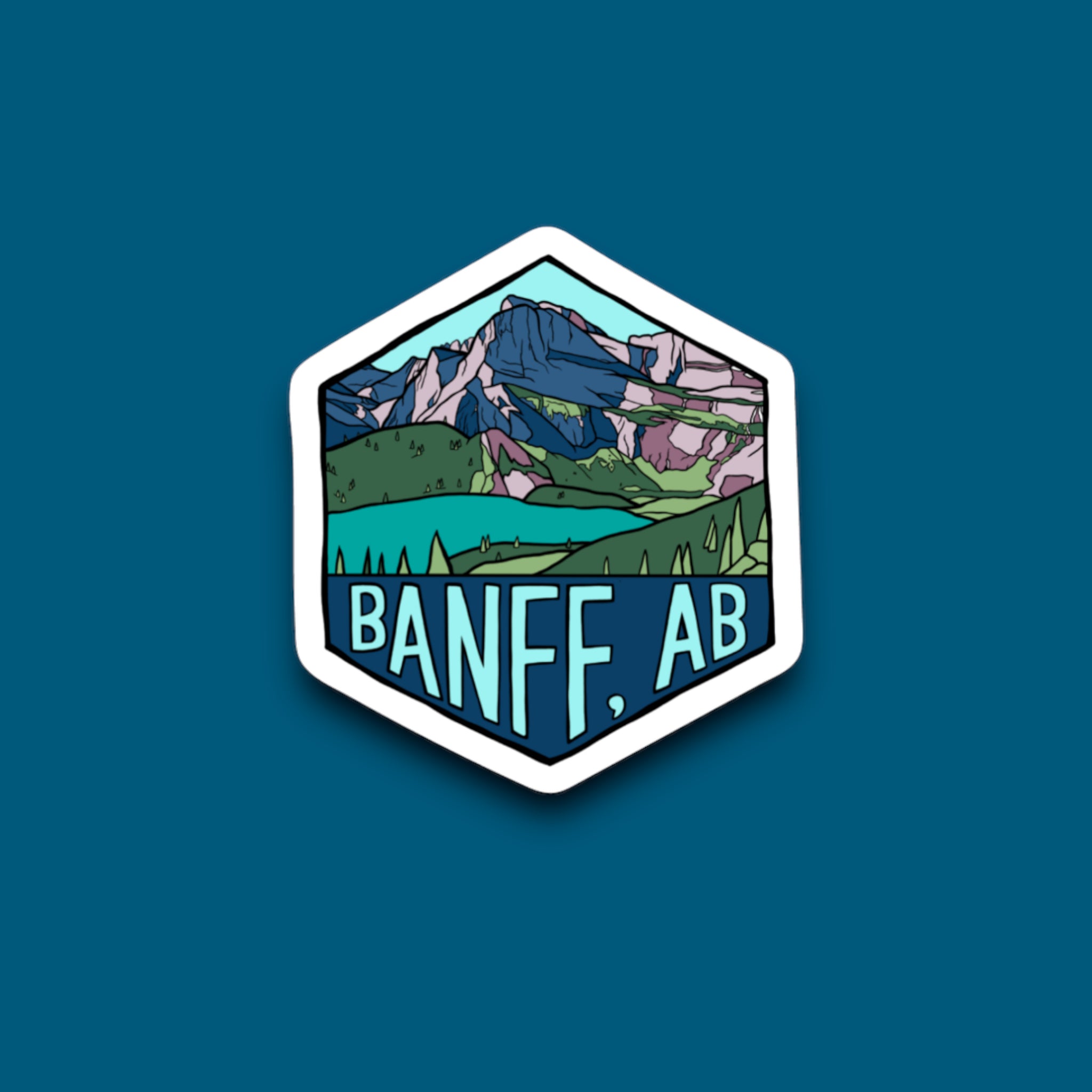 Banff National Park, Alberta, Canada- Hexagon Sticker – Blue Bison Apparel