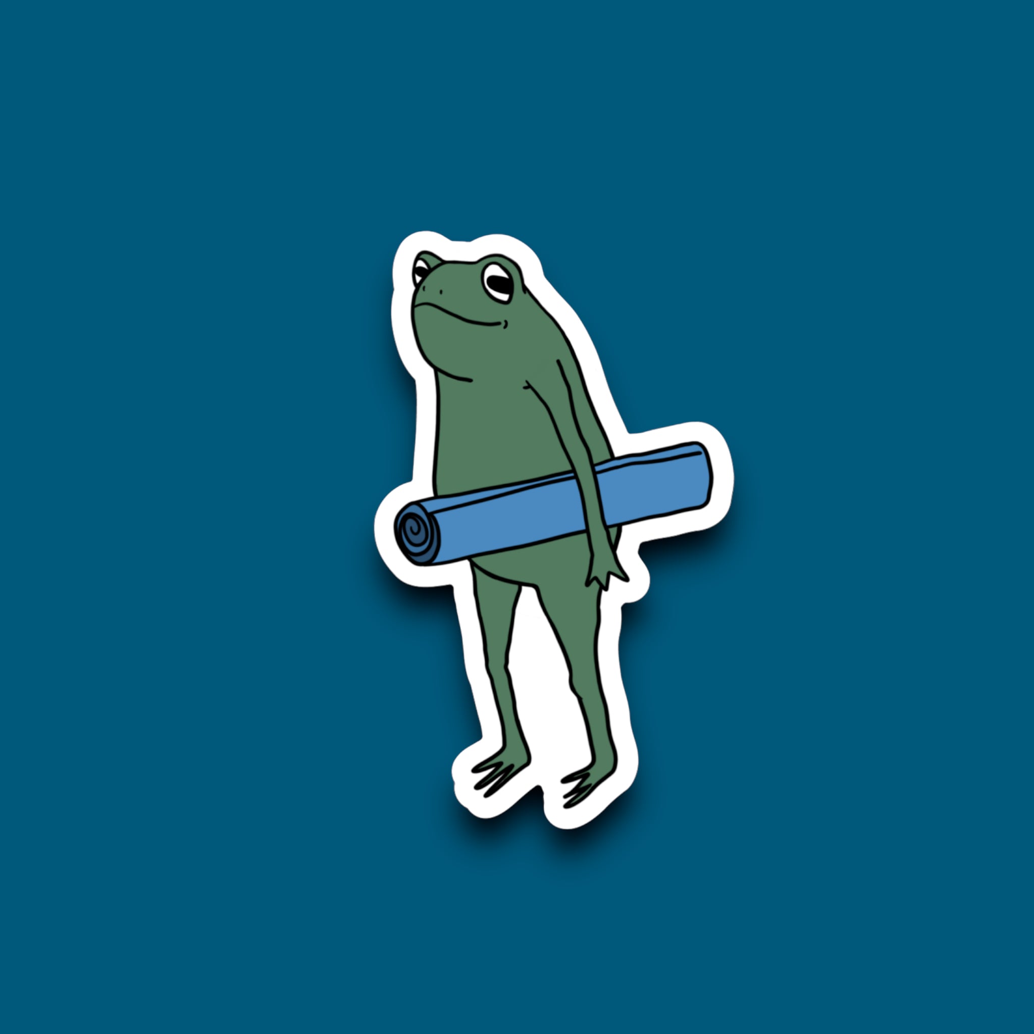 Frog Holding His Yoga Mat Sticker – Blue Bison Apparel