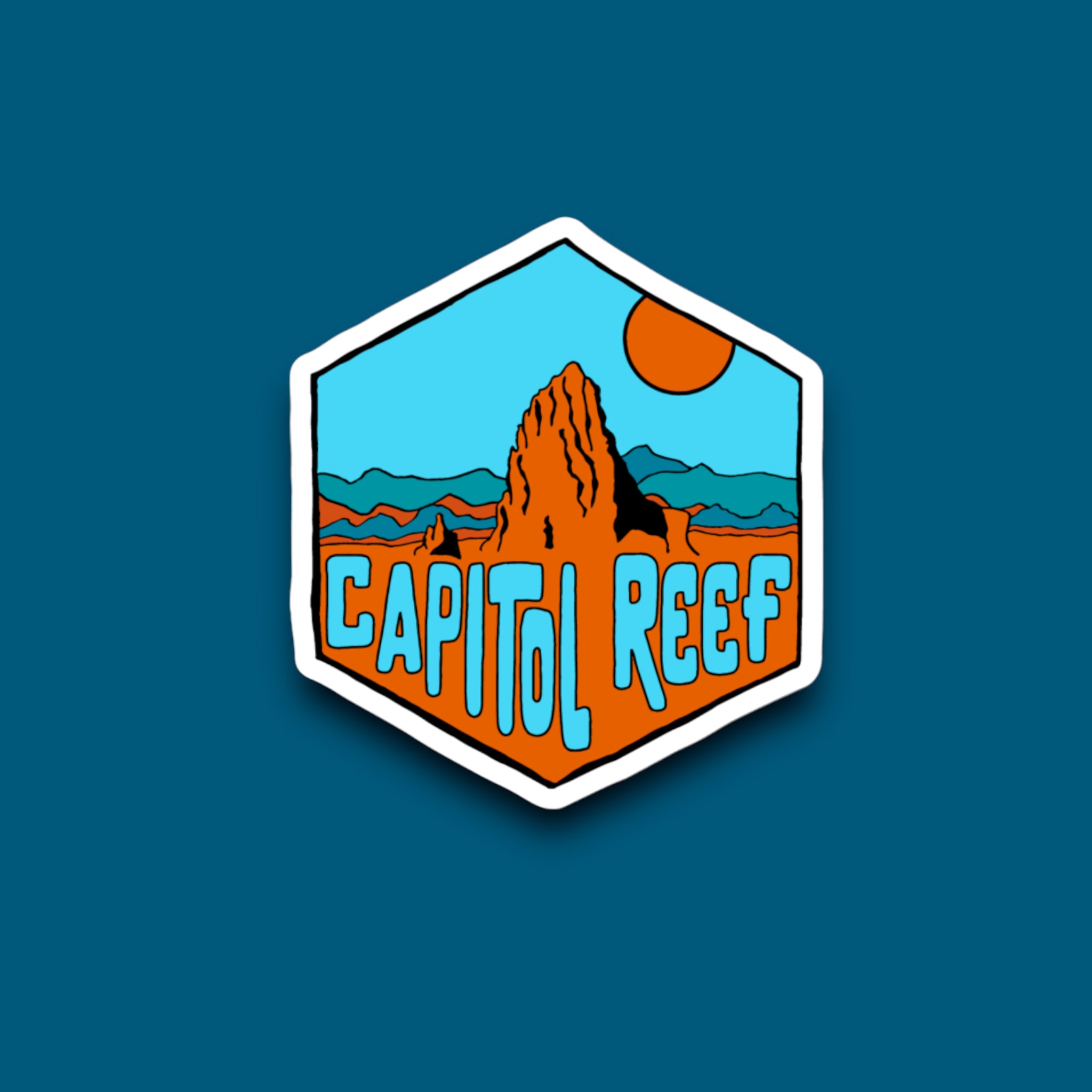 Capitol Reef National Park, Utah- Hexagon Sticker – Blue Bison Apparel
