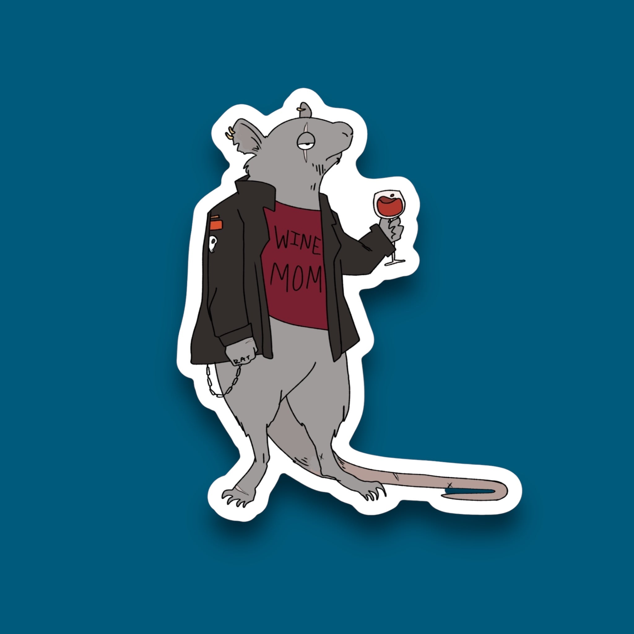 Wine Mom Rat Sticker – Blue Bison Apparel