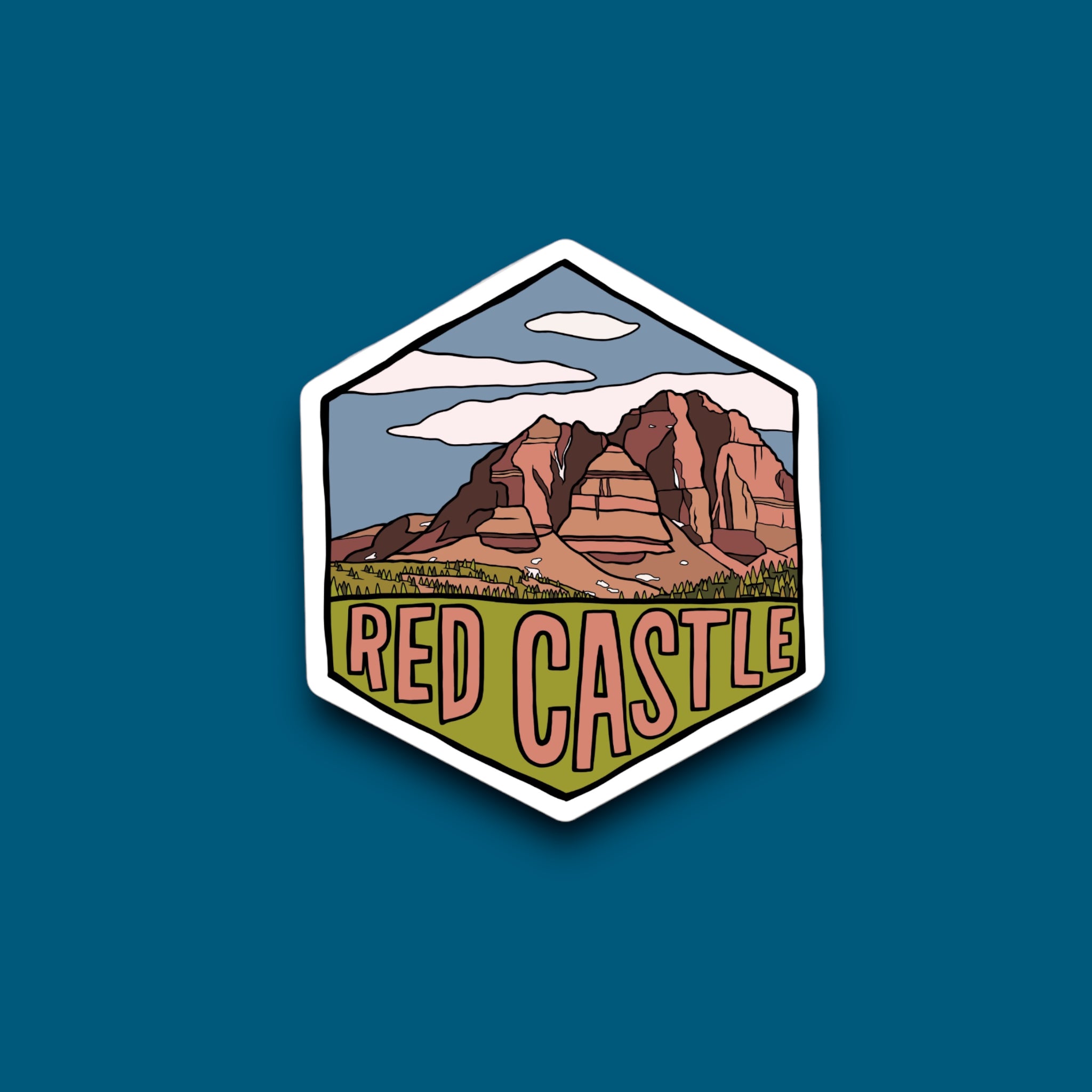 Red Castle, Utah- Hexagon Sticker – Blue Bison Apparel