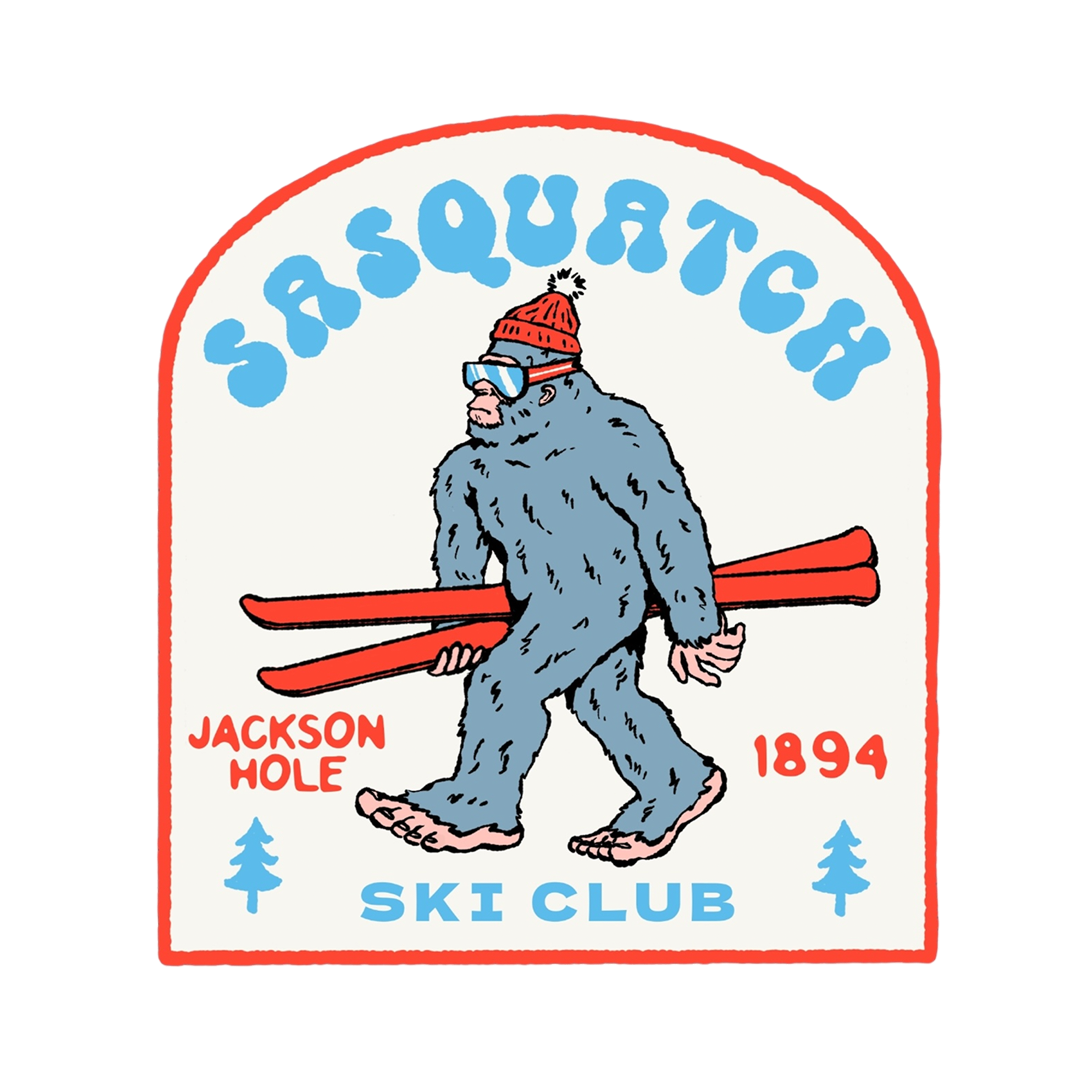 Bigfoot Sasquatch Jackson Hole Ski Club Waterproof Sticker – Blue Bison ...