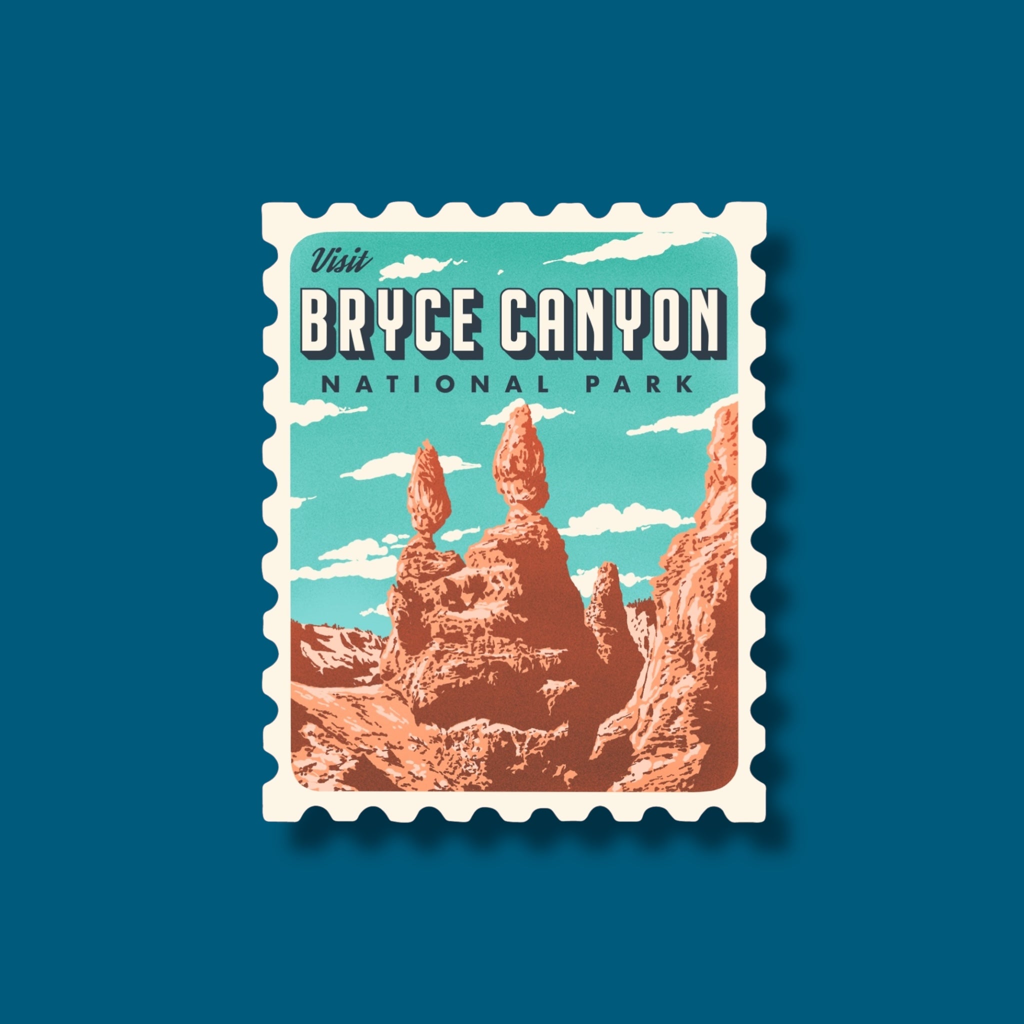 Bryce Canyon Retro Stamp Sticker – Blue Bison Apparel